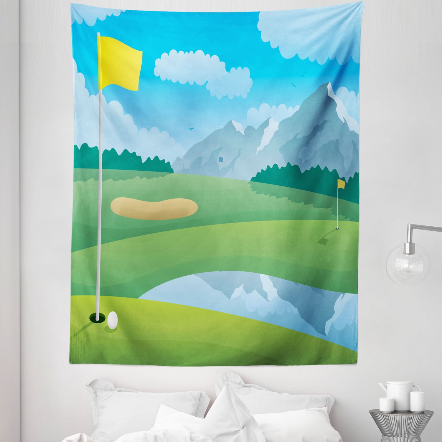 Golf Course Scene Tapestry, Digital Graphic Layout of a Landscape of a ...