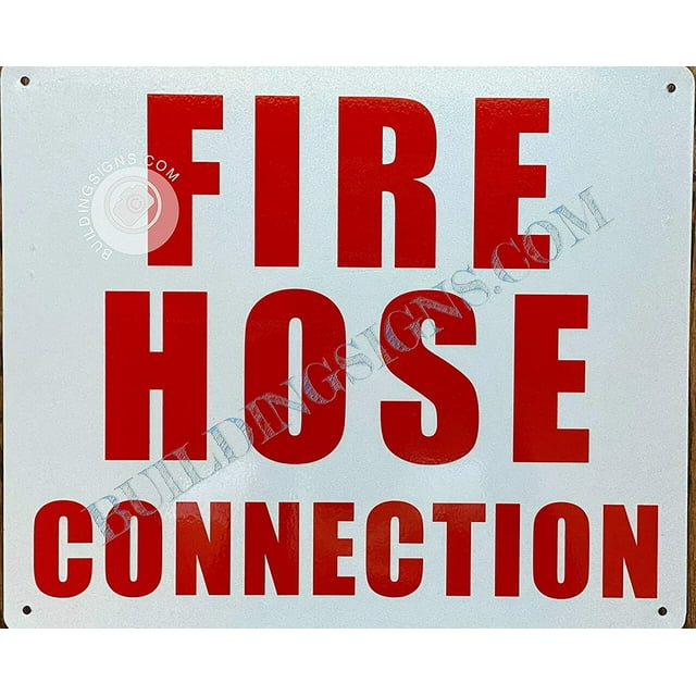 FIRE Hose Connection Sign (White, Reflective, Aluminium 10X12,Rust Free ...