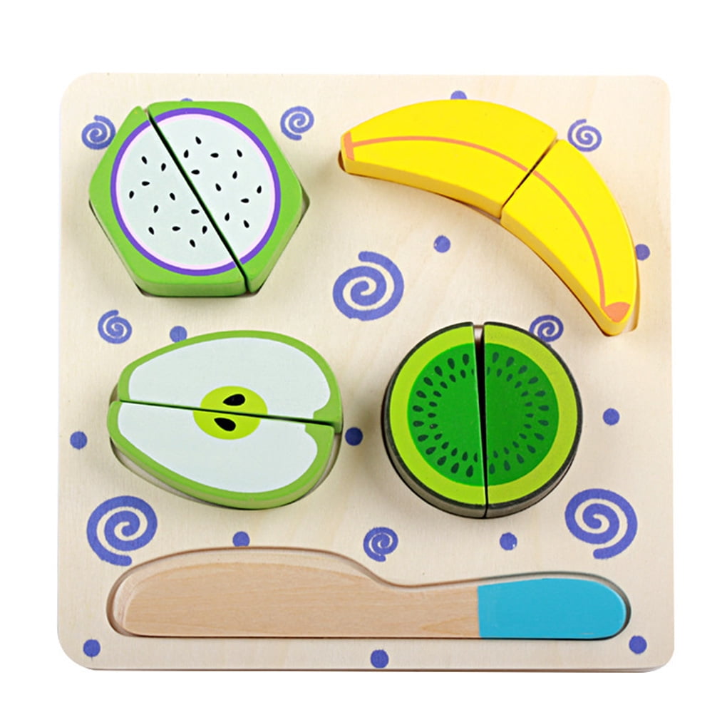TureClos Woode Cut Toy Fruits Vegetables Fruit Dessert Kids Cooking ...