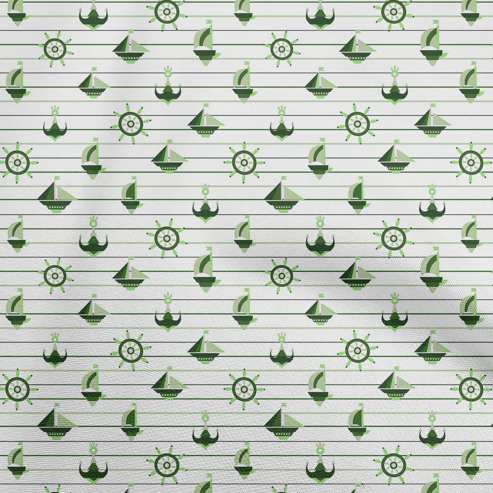 oneOone Viscose Chiffon Green Fabric Nautical Boat Anchors Sewing Craft ...