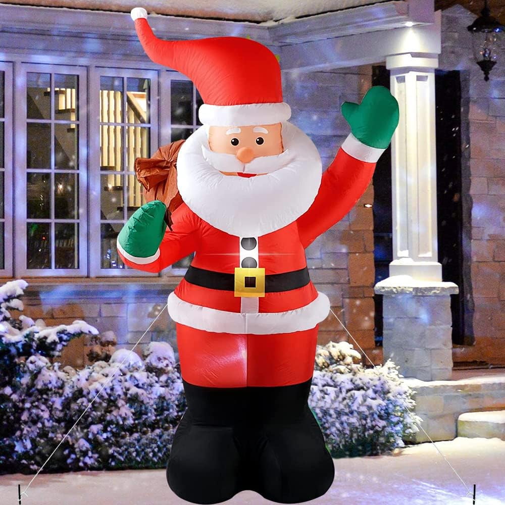 6Ft Christmas Inflatable Santa Claus with Gift Bag, LED Lights, Indoor ...