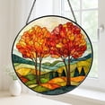Autumn Tree Forest Themed Stained Glass Style Suncatcher for Window ...