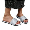 HBGVBA Womens Summer Slippers Solid Color Round Toe Open Toe ...