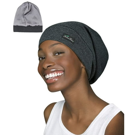 Slap Cap,Silk Lined Sleeping for Frizzy Hair Black Women Grey Black | Walmart Canada