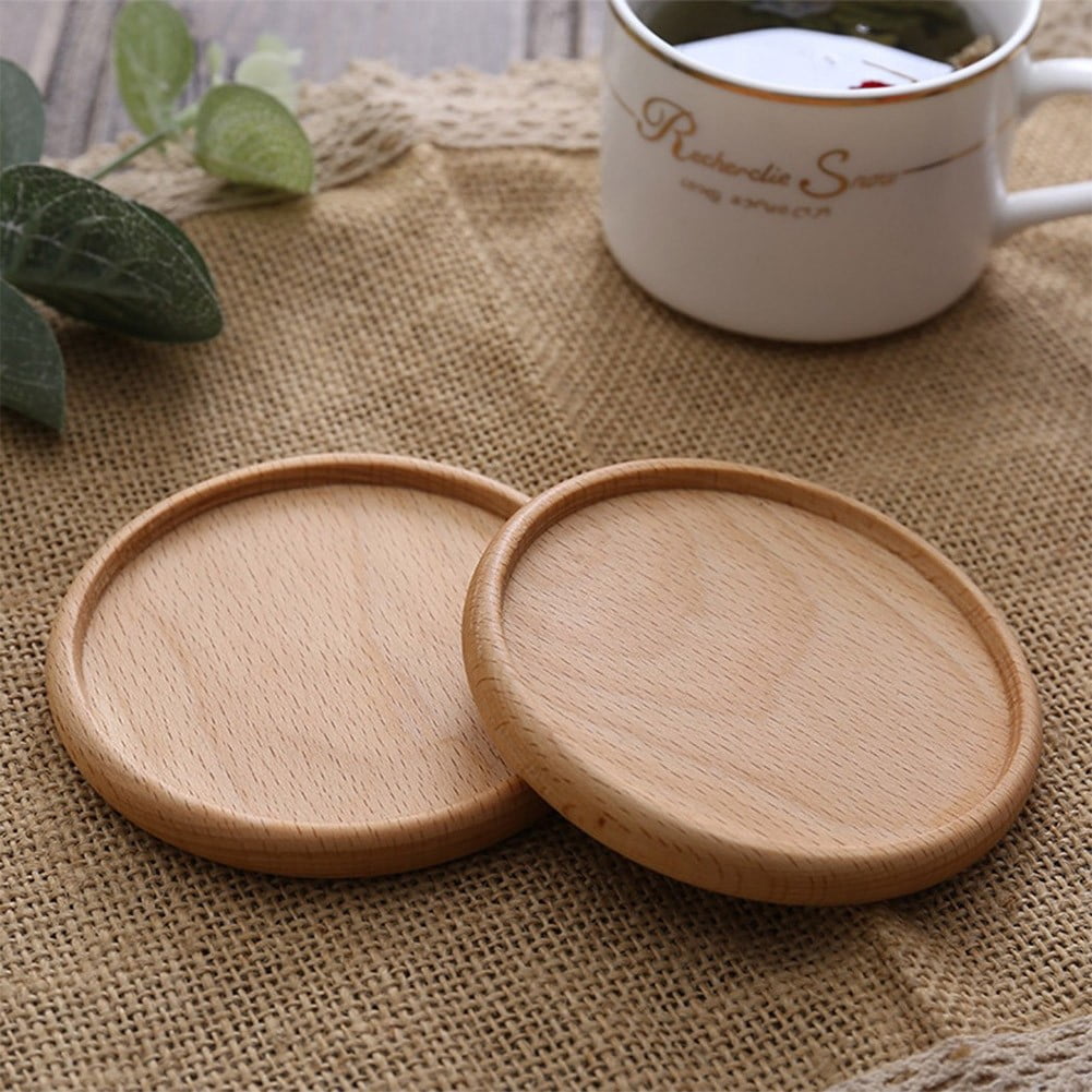 Gerich Wooden Coaster Cups Placemat Black Walnut Wood Coaster Round ...