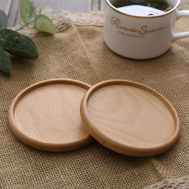 Gerich Wooden Coaster Cups Placemat Black Walnut Wood Coaster Round ...