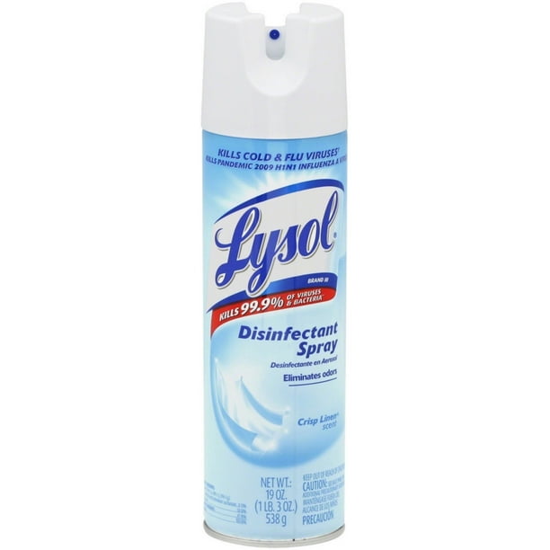 LYSOL Disinfectant Spray, Crisp Linen Scent 19 oz (Pack of 3) - Walmart ...