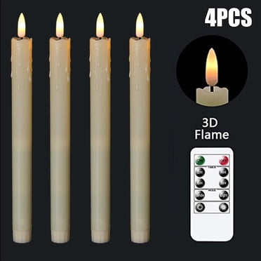 4-inch Tall Battery-Operated Bisque Flameless LED Candle with Timer ...