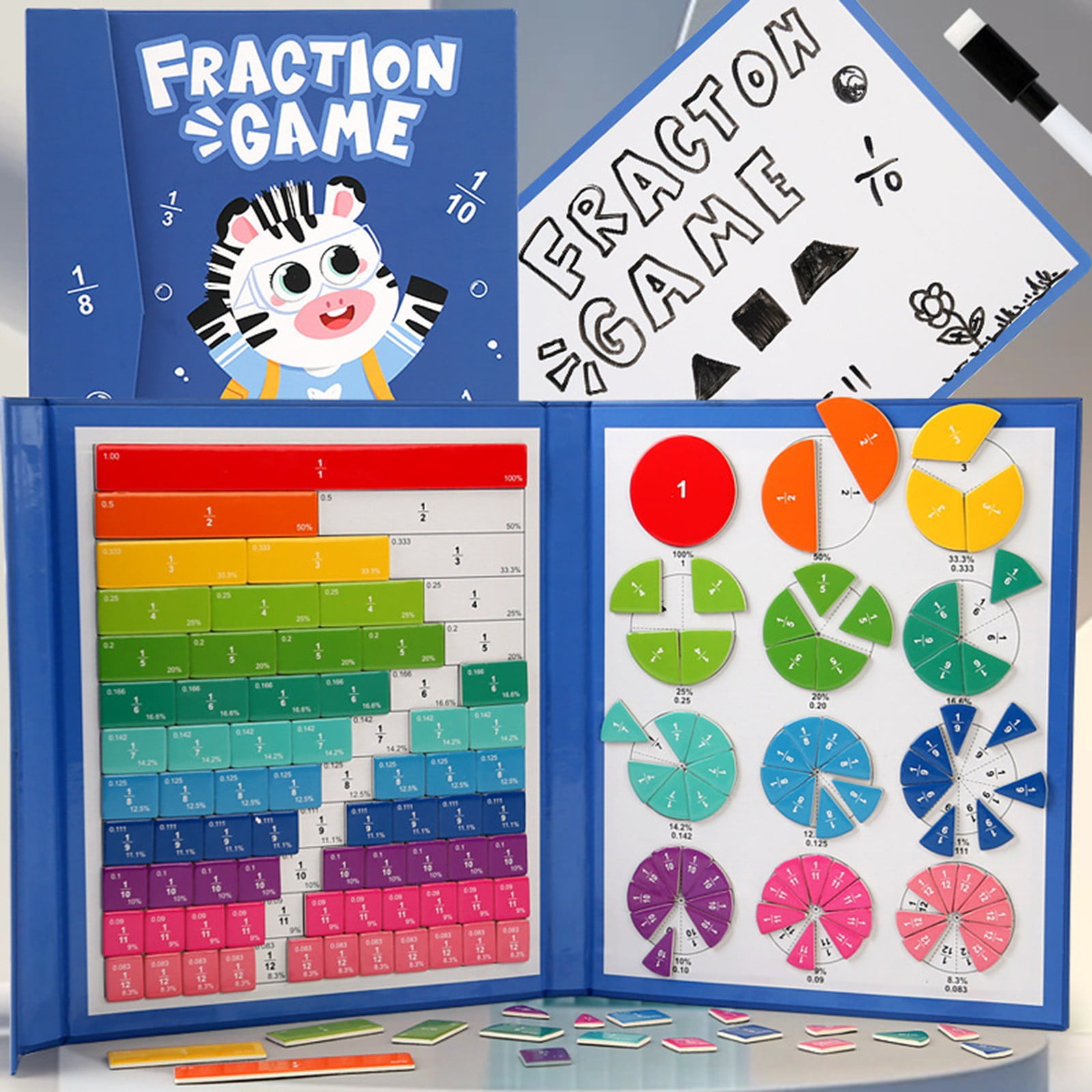 Ganfancp Tablero de Fracciones Juguete Educativo para Kindergarten ...