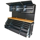 JEGS 81453 72 in. Wheeled Mobile Tool Box, Rolling Tool Cabinet, Black ...