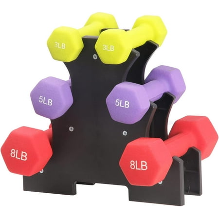 Colored Neoprene Coated Dumbbell Set with Rack Weights 32Lb Set ...