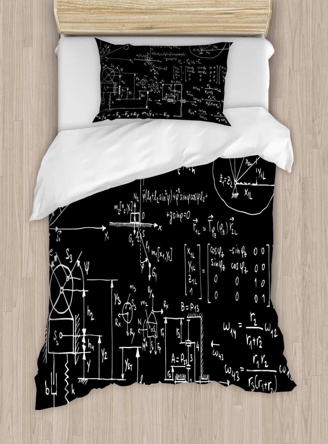 Physics Duvet Cover Set Twin Size, Mechanical Sketches and Formulas on ...