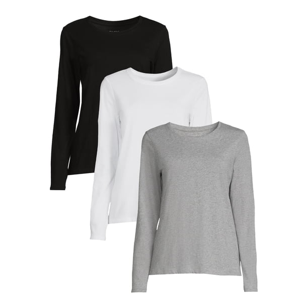 Time and Tru Women's Long Sleeve T-Shirt (3 Pack) - Walmart.com