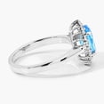 2 Ct Oval Swiss Blue Topaz and Lab Diamond Prong Silver Halo Ring ...