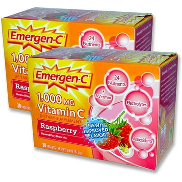 Emergen-C Raspberry Fizzy Drink Mix, 30 Pack - Walmart.com