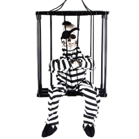 Screaming Animated Scary Skull Cage Prisoner Haunted Halloween House ...