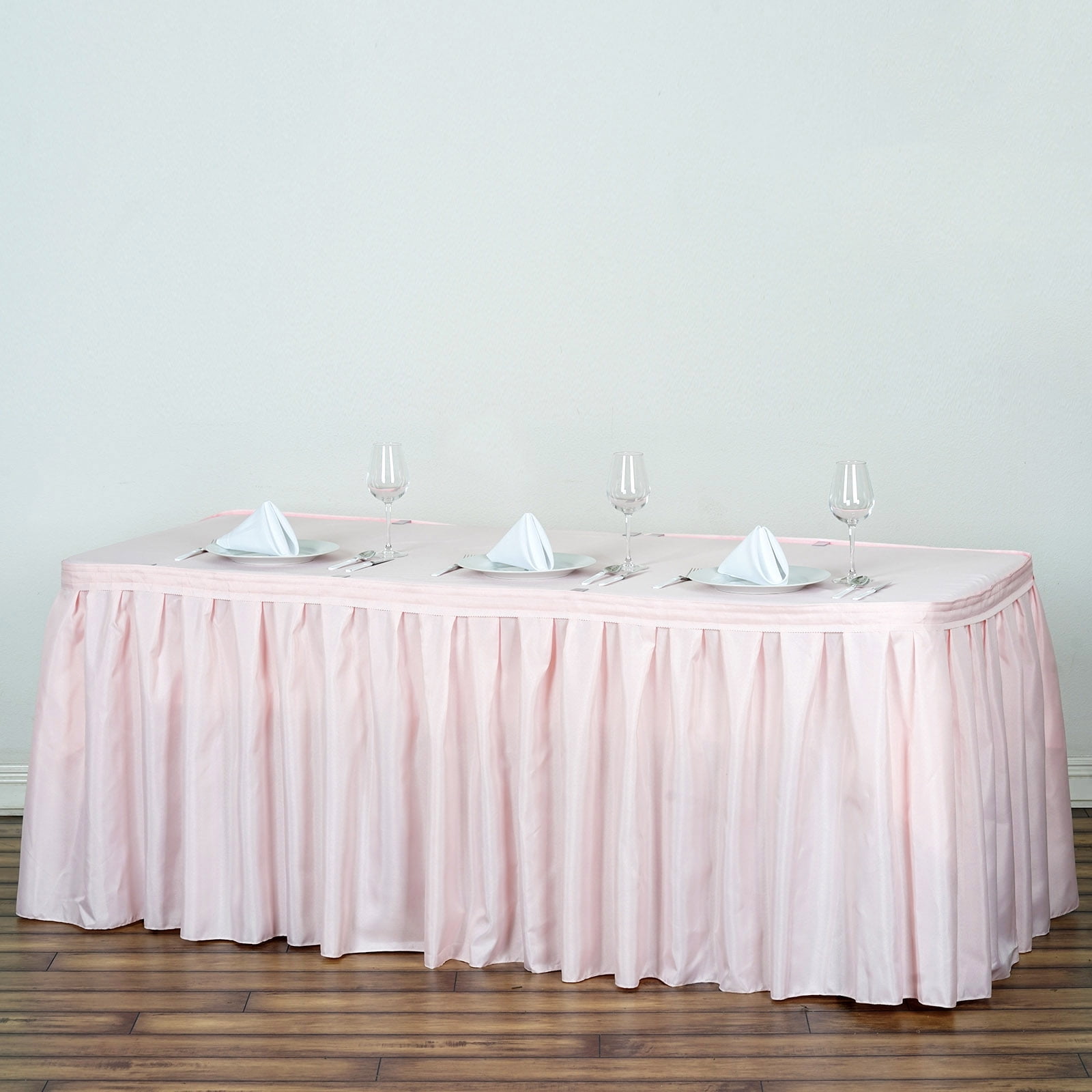 BalsaCircle 17 feet x 29" Polyester Banquet Table Skirt - Blush ...