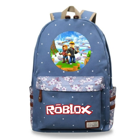 Cartoon Roblox Backpack Large Travel Bag Blue Canvas School Bag ...