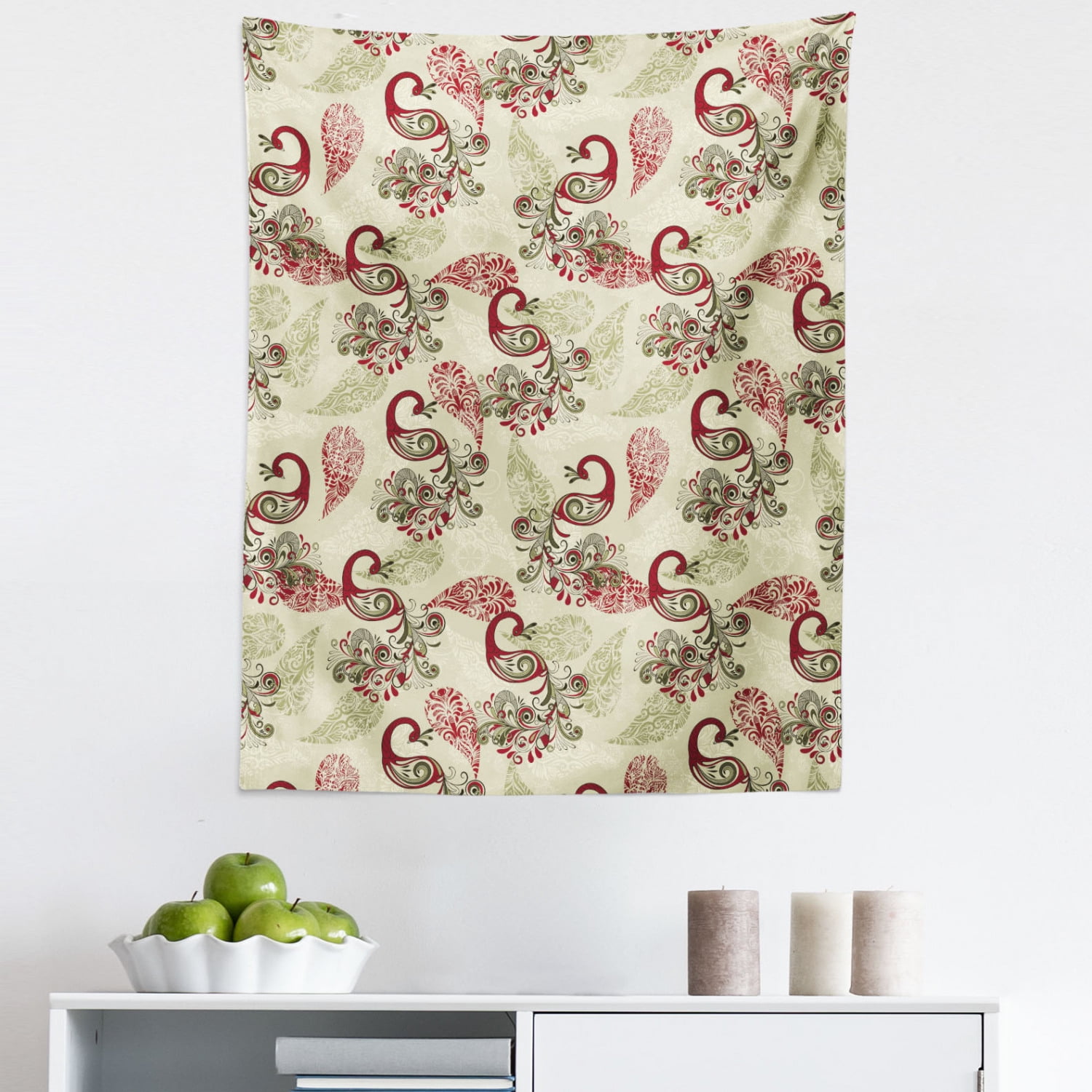 Winter Tapestry, Winter Pattern Peacocks Snowflakes Floral Paisley ...
