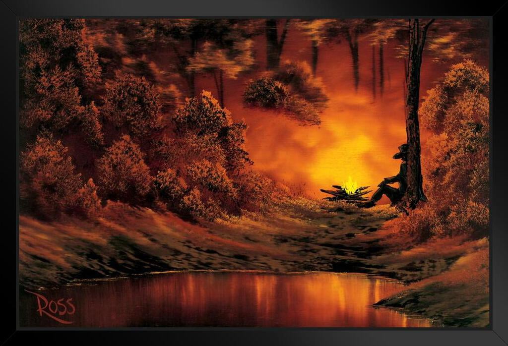 Bob Ross Campfire Art Print Canvas Painting Bob Ross Poster Bob Ross ...