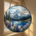 Alpine Snow Mountain Lake View Stained Glass Style Window Decor ...
