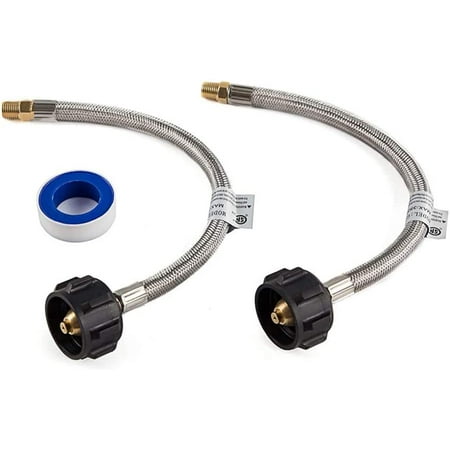 12 in Pigtail Stainless Braided RV Propane Hose Connector with Type 1 ...