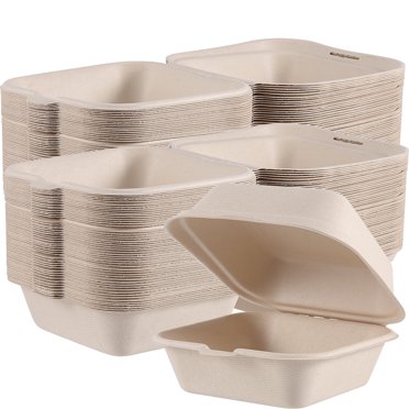Avant Grub Biodegradable 6x6 Take Out Boxes, 100 Pack, Disposable Carry ...