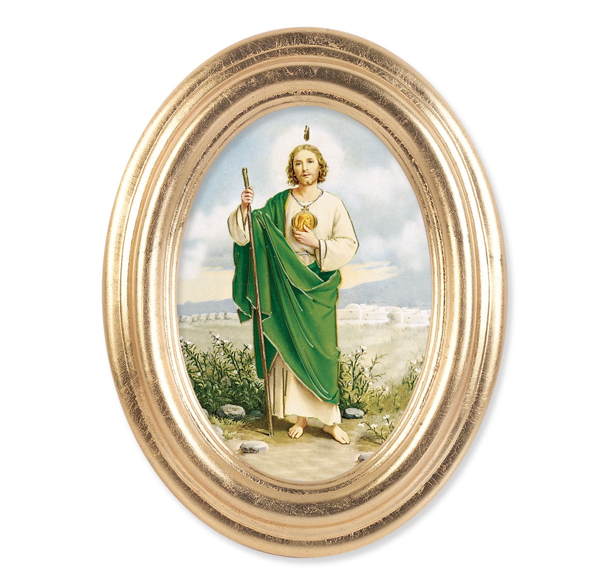 5-1/2" x 7" Oval Gold Leaf Frame with a Saint Jude Print - Walmart.com