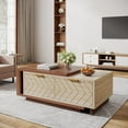 Extendable Coffee Table with 2 Storage Drawers, Dual-Tone Center Table ...