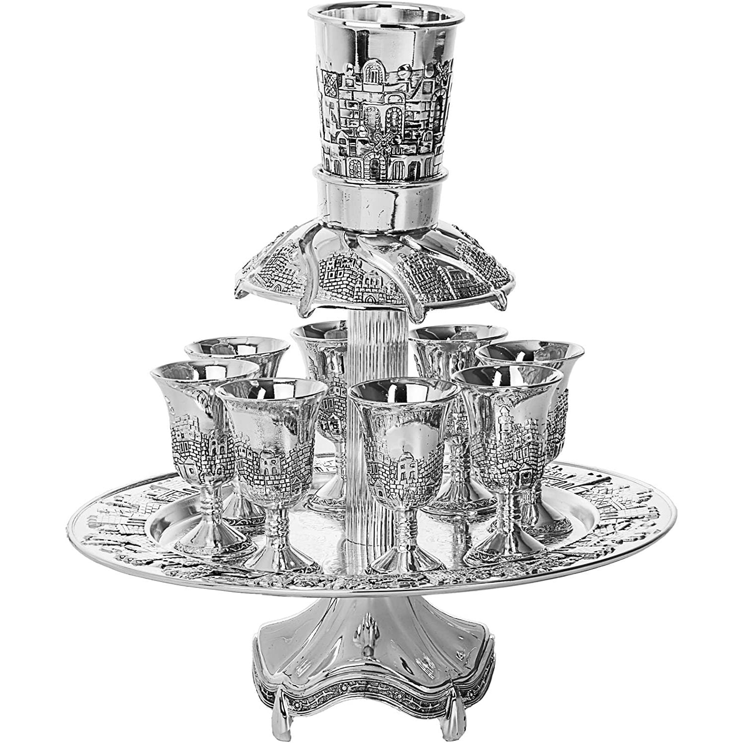 Grapes Motifs Silver Plated 8 Cup Kiddush Wine Fountain - Walmart.com