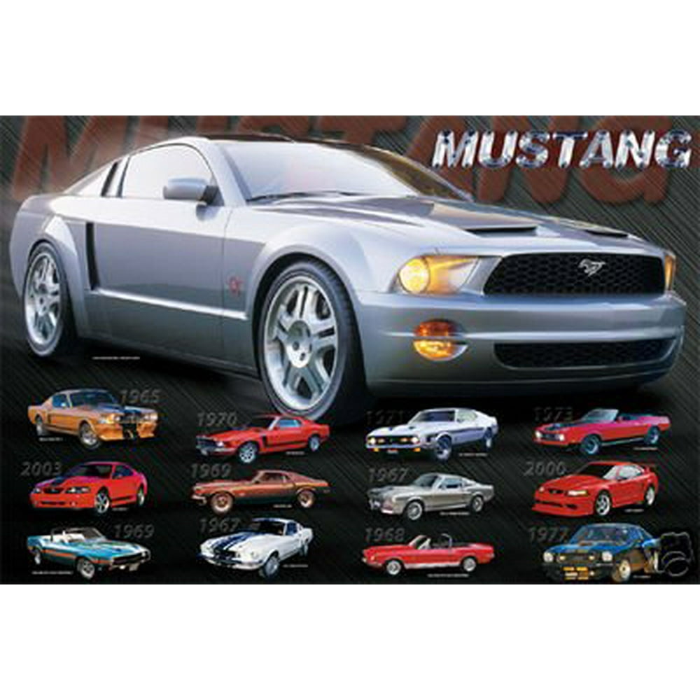 Mustang Evolution Collage Poster History Car 16x20 New - Walmart.com ...