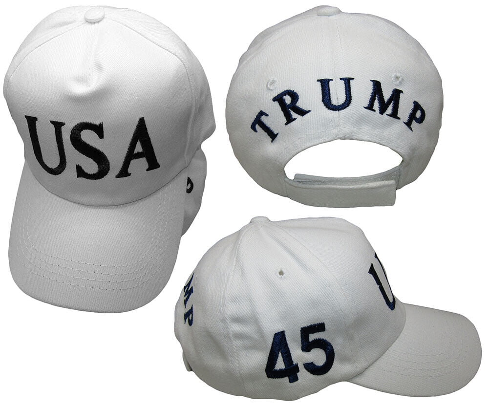 USA Trump 45 White 100% Cotton Embroidered Hat Cap TRUMP 2024 CAP HAT ...