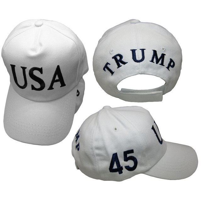 USA Trump 45 White 100% Cotton Embroidered Hat Cap TRUMP 2024 CAP HAT ...