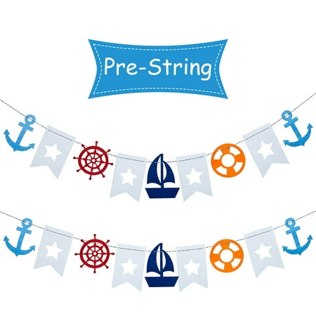 LuoHeng 2 Pieces Nautical Bunting Banner Sailboat Yacht Lighthouse ...