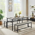 Seizeen Oversized Dining Table Set for 6, 3-Piece Kitchen Table Set ...