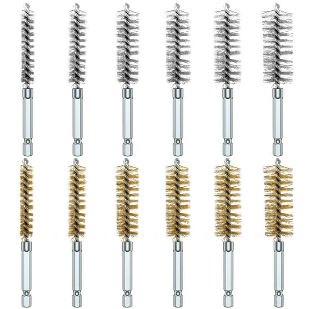 12Pcs Bore Brush Kit Stainless Steel Wire Cleaning Brush with 1/4inch ...