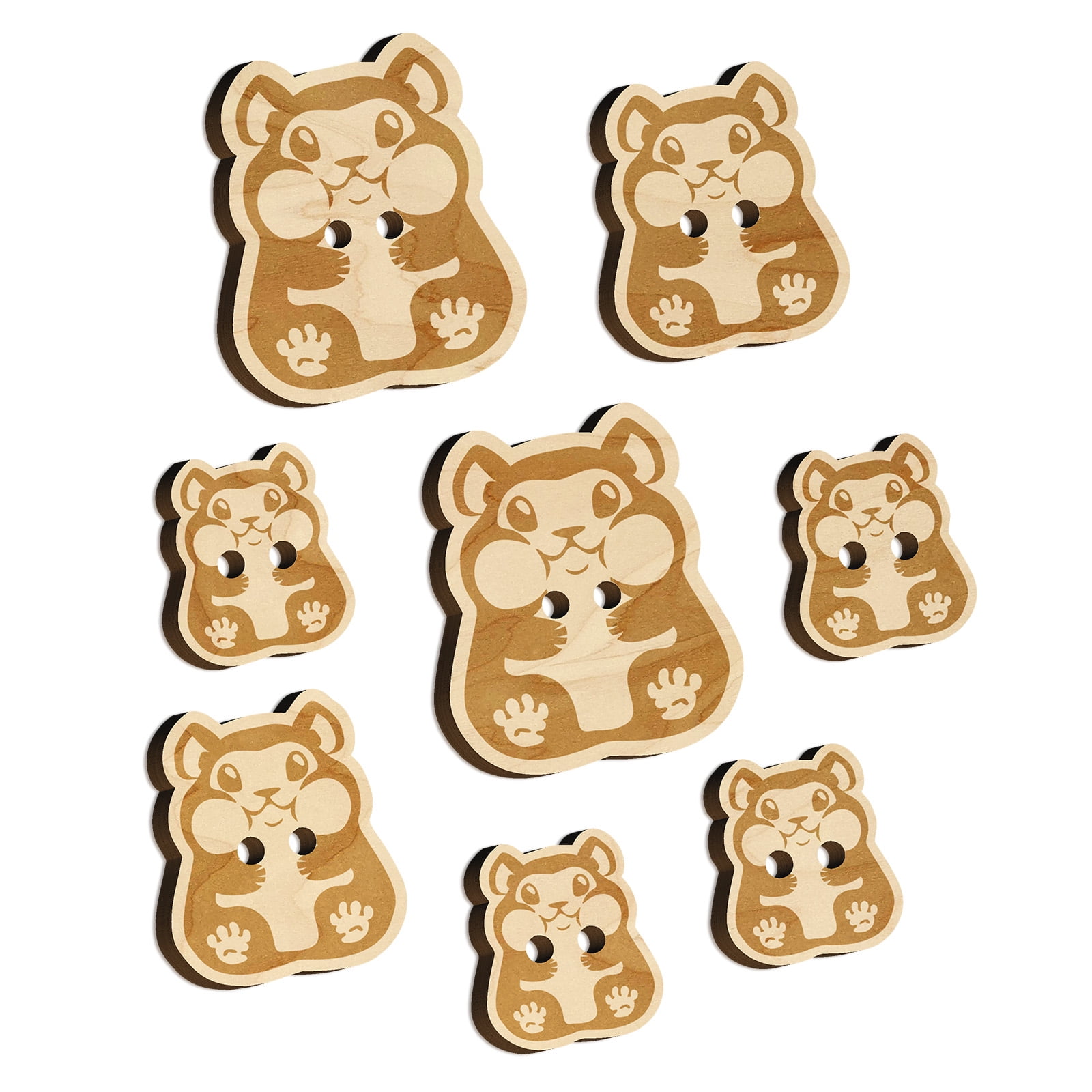 Chubby Cheek Hamster Wood Buttons for Crochet Knitting Sewing DIY Craft ...