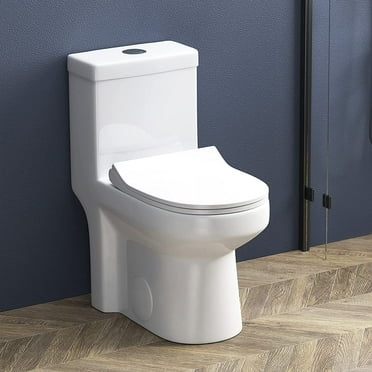 HOROW Small One Piece Toilets Dual Flush 1.28GPF Morden Bathroom Toilet ...
