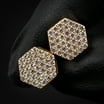 Men's Yellow Gold 925 Sterling Silver Iced Cz Octagon Cluster Stud ...