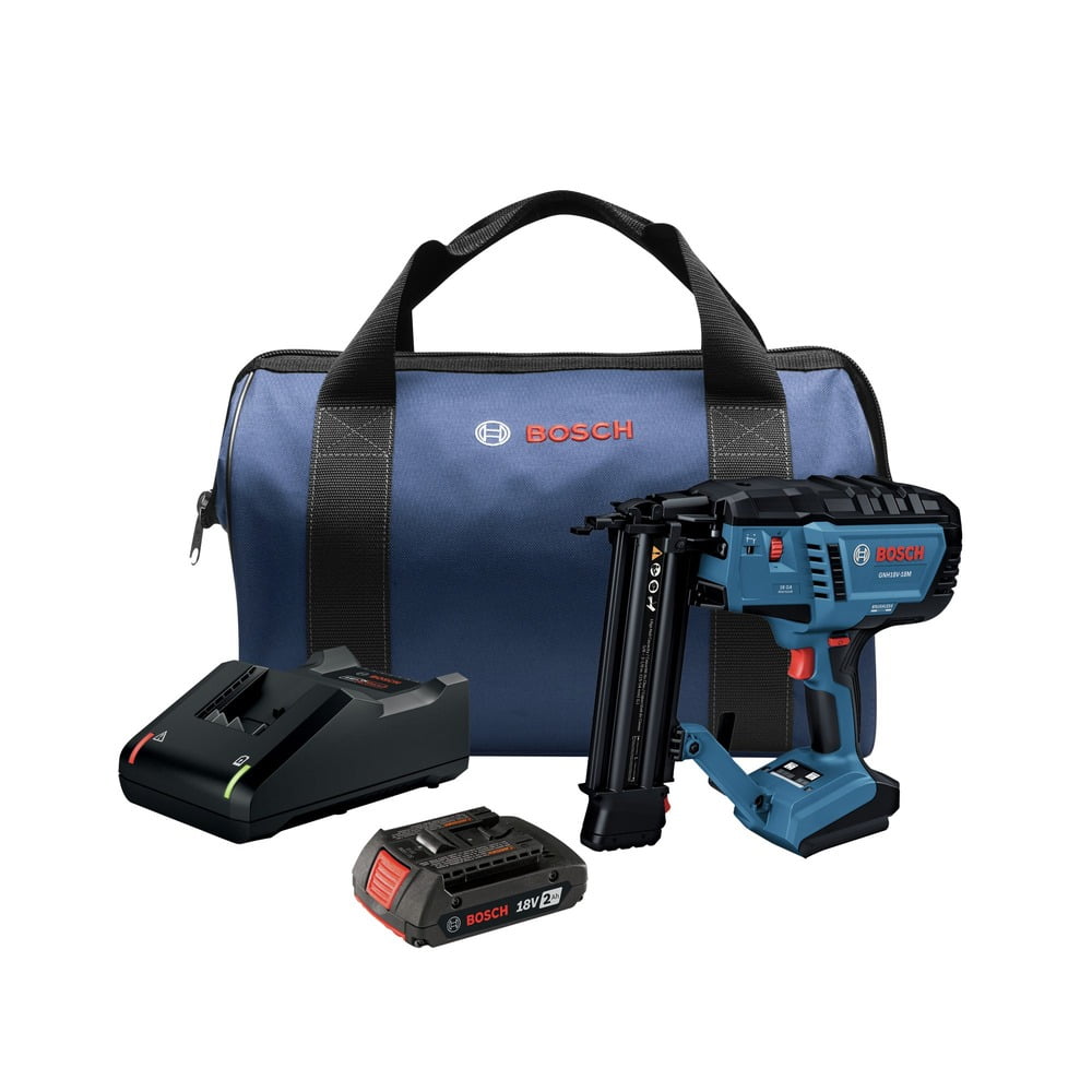 Restored Bosch GNH18V-18MB12-RT 18V Lithium-Ion Brushless Cordless 18-Gauge Brad Nailer Kit (2 ...