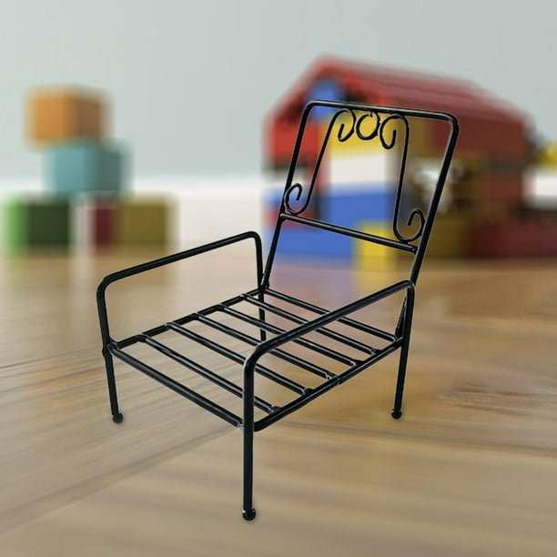 KLKCMS 1 6 Scale Dollhouse Mini Chair Miniature Garden Furniture Metal Garden Furniture