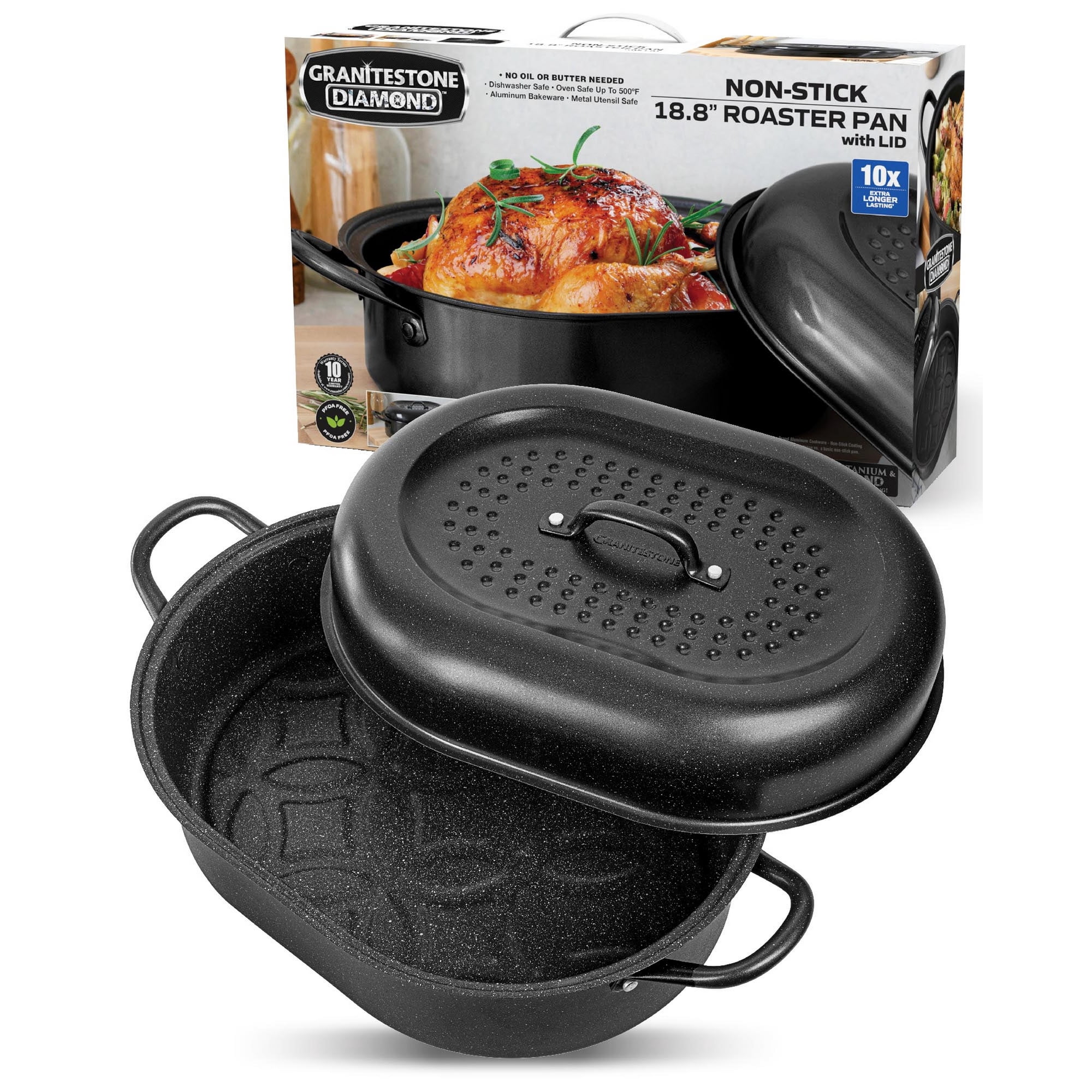 Click here for Granitestone Diamond Black 18.8 Inch Nonstick Oval... prices