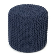 Pouf Hand Knitted Cotton Braid Cord Cable Ottoman - Foot Stool - Accent ...