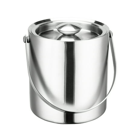 ViiTech 2L Stainless Steel Ice Bucket with Lid Insulated Ice Barrel ...