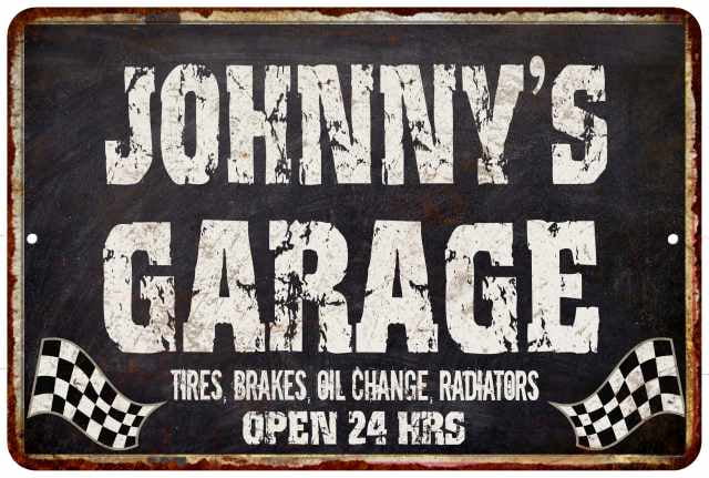 JOHNNY'S Garage Black Grunge Sign 8 x 12 Matte Finish Metal ...
