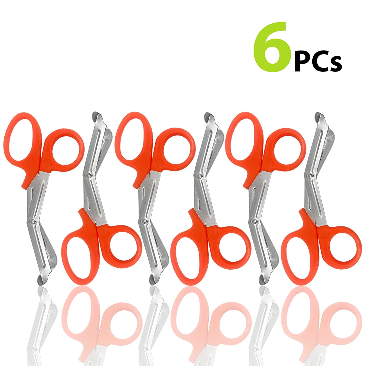 Cynamed Set of 6 Orange Handle Trauma Shears - Bandage Scissors with ...