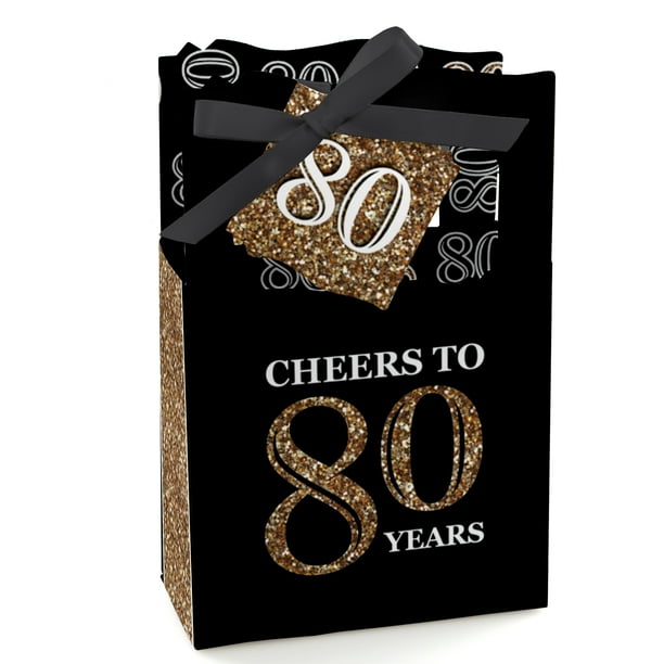 Adult 80th Birthday Gold Birthday Party Favor Boxes Set Of 12
