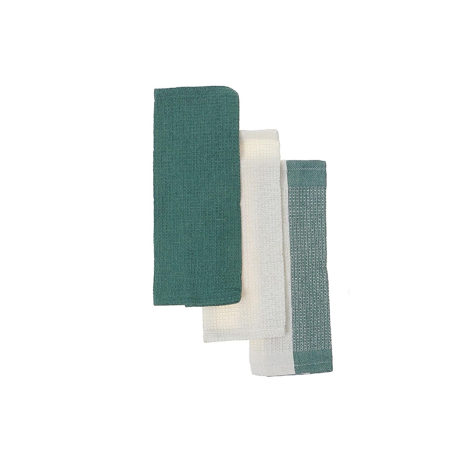 Dish Towel Set Of 3 PCs Block Print Green - Walmart.ca