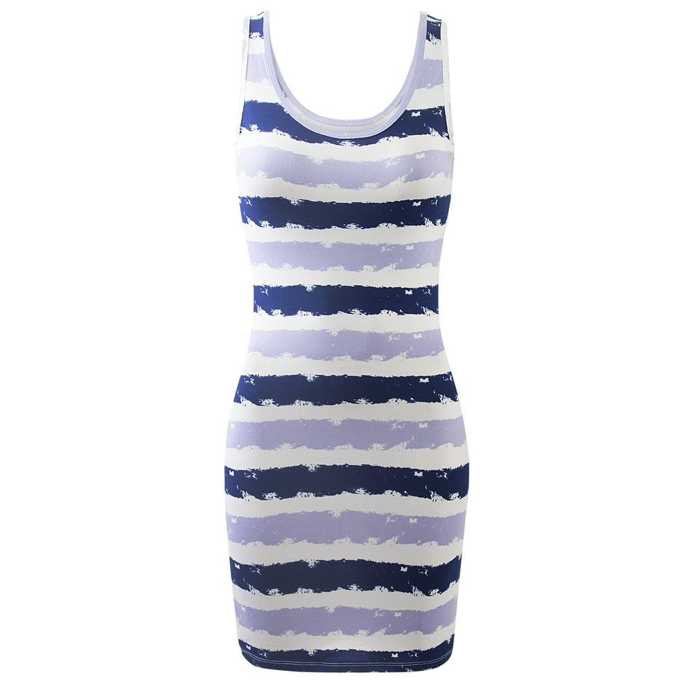 Dressis - Women's Basic Scoop Neck Sleeveless Bodycon Mini Tank Dress ...