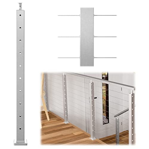 Muzata Cable Railing Post 36"x2"x2" Stainless Steel Brushed Finish ...